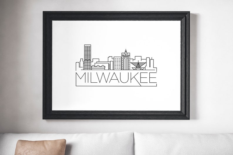 Milwaukee Skyline Poster Milwaukee City Scape Wall Art | Etsy