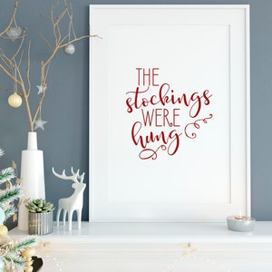 The Stockings Were Hung Printable Christmas Poster | Red and White ...