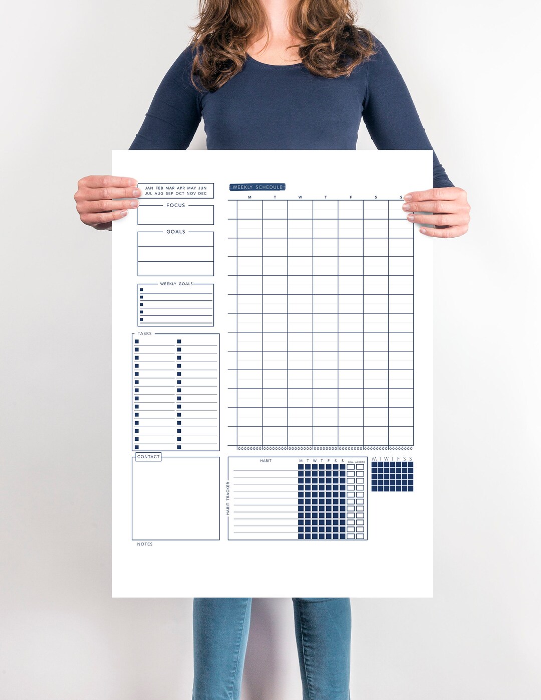 NAVY 2026 Command Center, LARGE Dry Erase Wall Calendar, Weekly ...