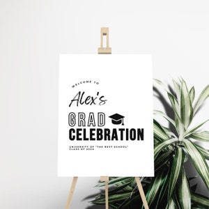 Editable Graduation Welcome Sign Template Canva, Modern Minimalist Grad ...