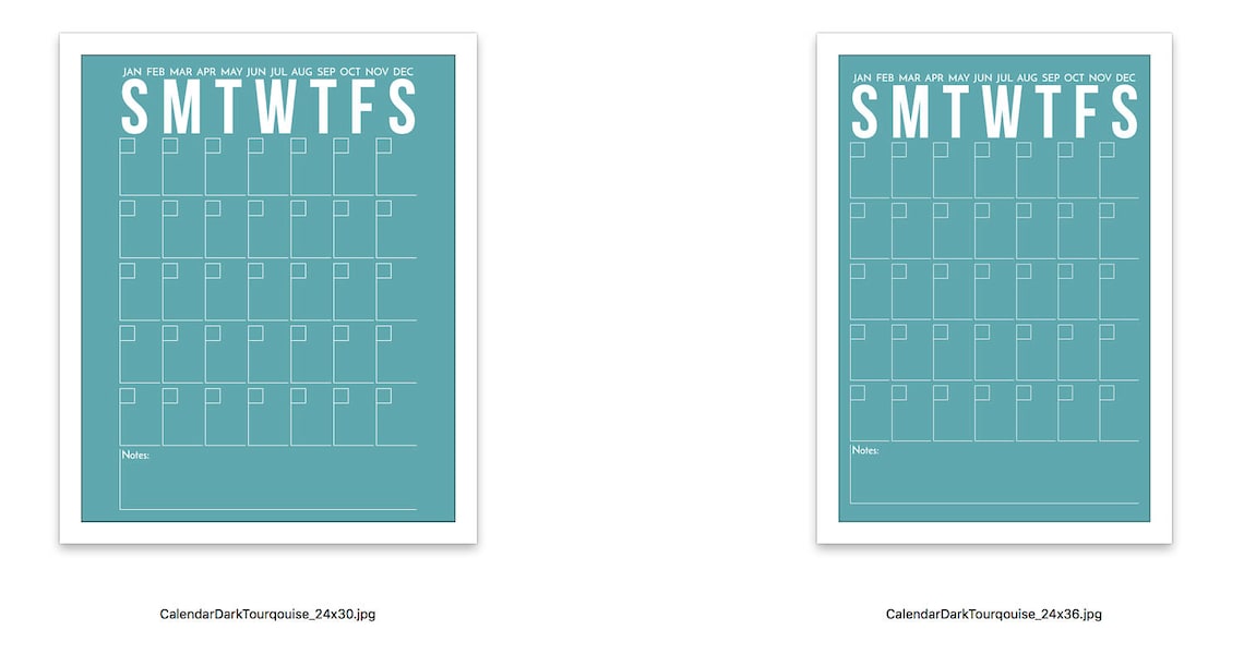 Printable Calendar Poster for Office or Classroom Dark Turquoise and ...