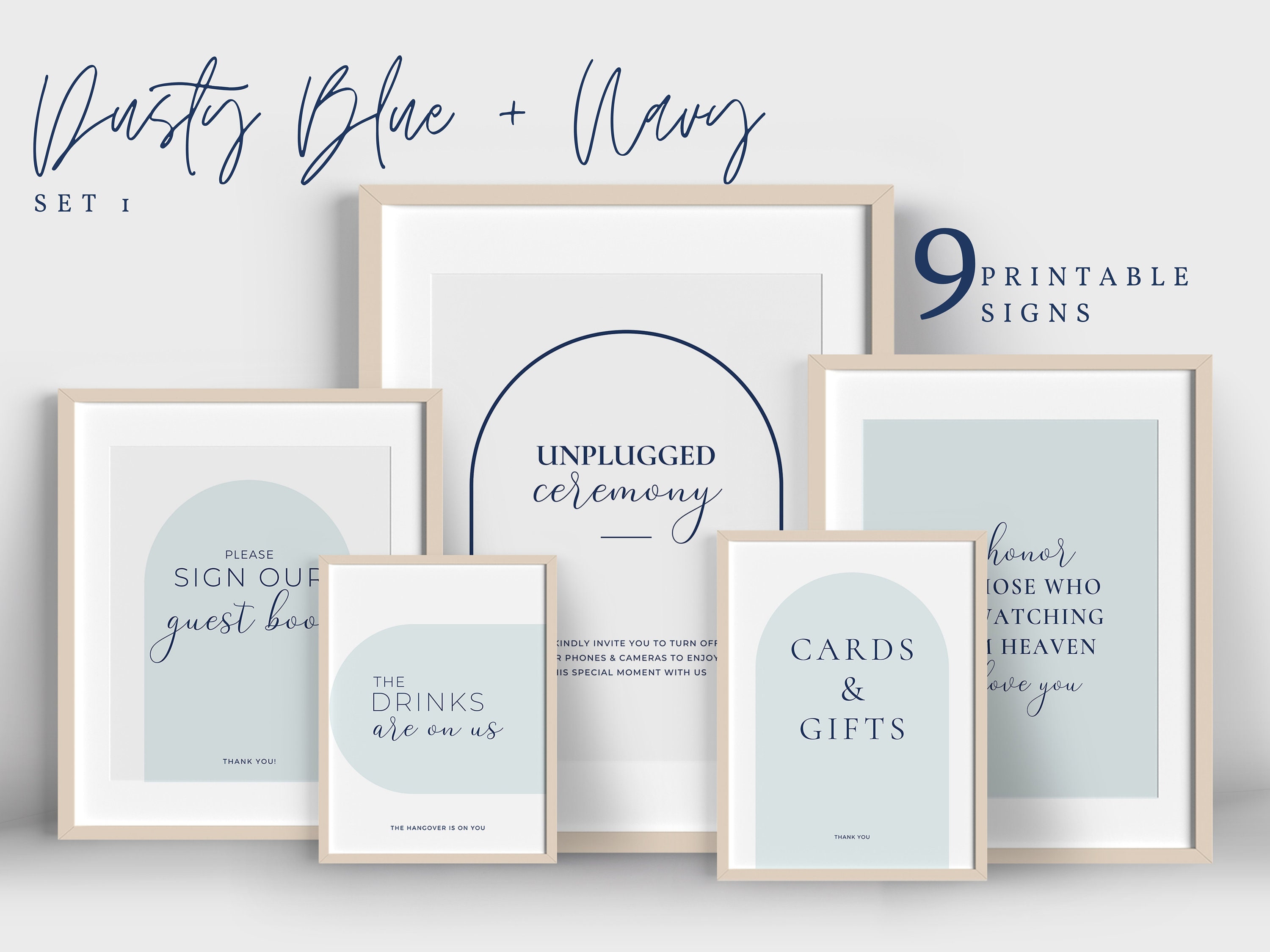 Wall Hangings Signs Modern Minimalist Wedding Blue Signage Navy Blue ...