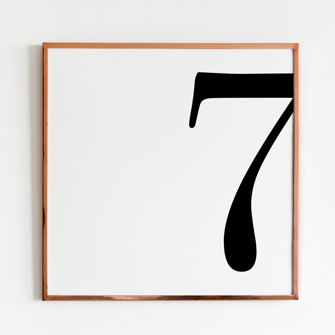 Number 7 Printable Poster Black and White Modern Print Number 7 Art ...