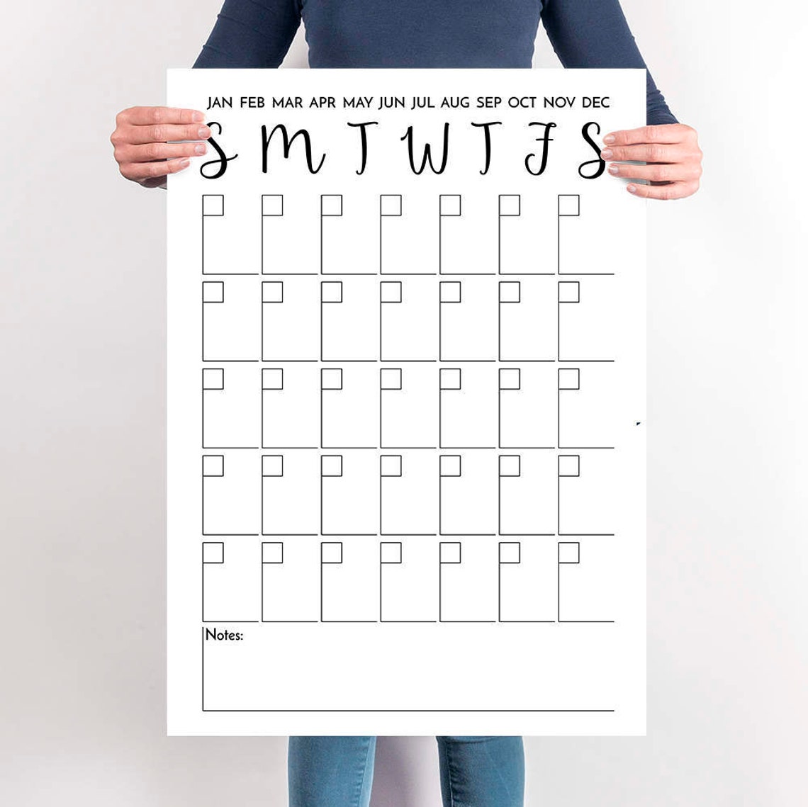 Large Classroom Calendar DIY Printable Poster Office Decoration 24x36 ...