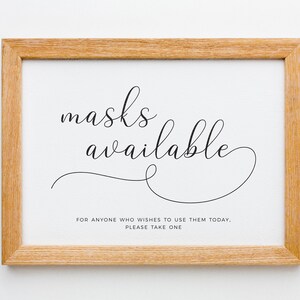 Masks Available Printable Sign, Sanitization and Social Distancing ...