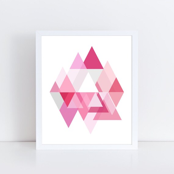 PRINTABLE Abstract Art Pink Triangles Baby Girl Modern Nursery | Etsy