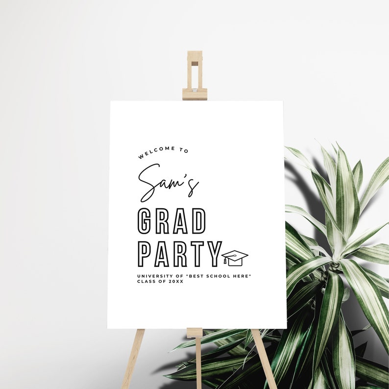 Editable Graduation Welcome Sign Template Canva, Modern Minimalist Grad ...