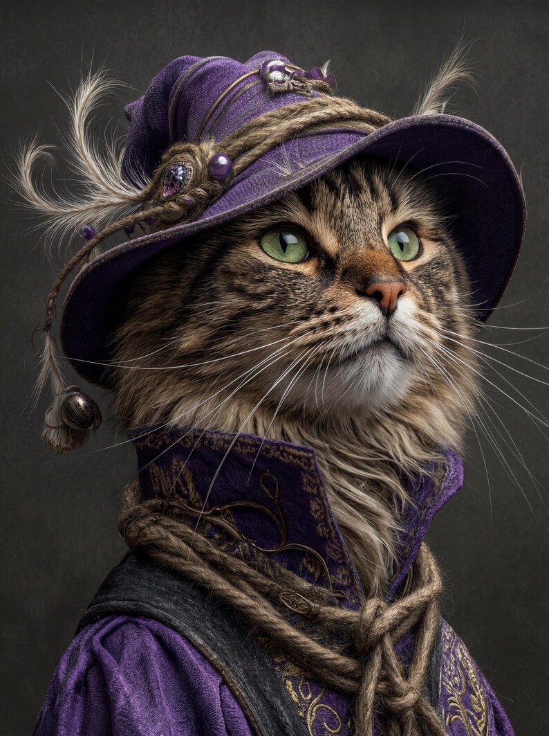 Custom Cat Portrait From Photo Matte Vertical Poster | Personalized Pet ...