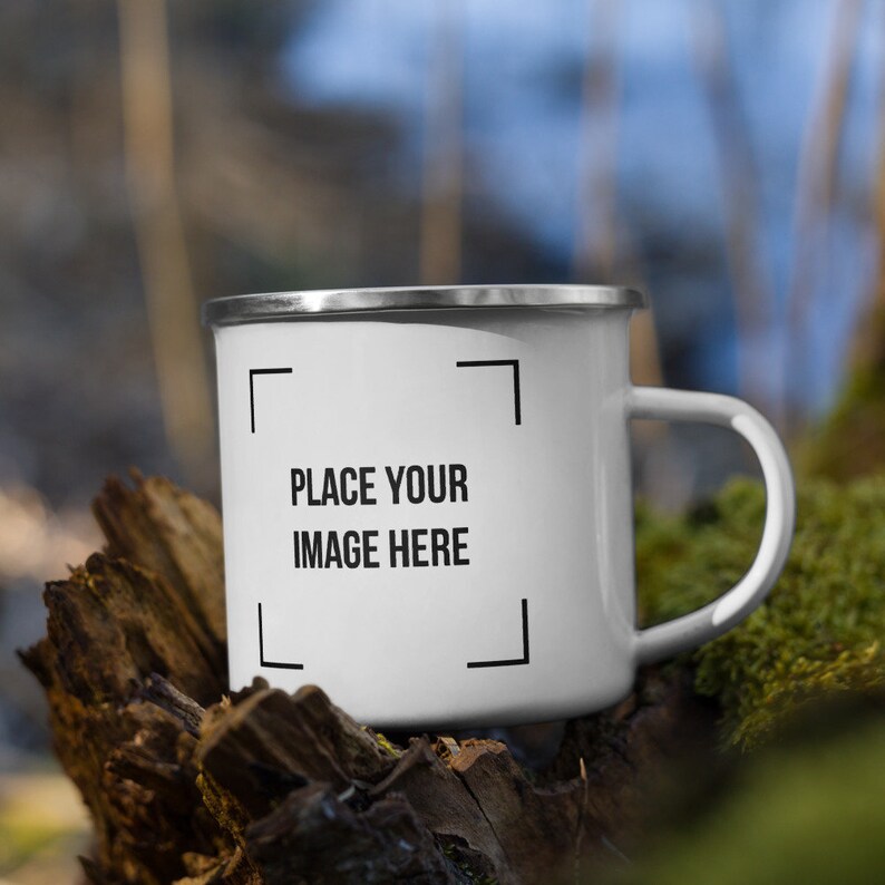 Personalized Enamel Campfire Mug: Custom Photo, Text & Logo - Etsy