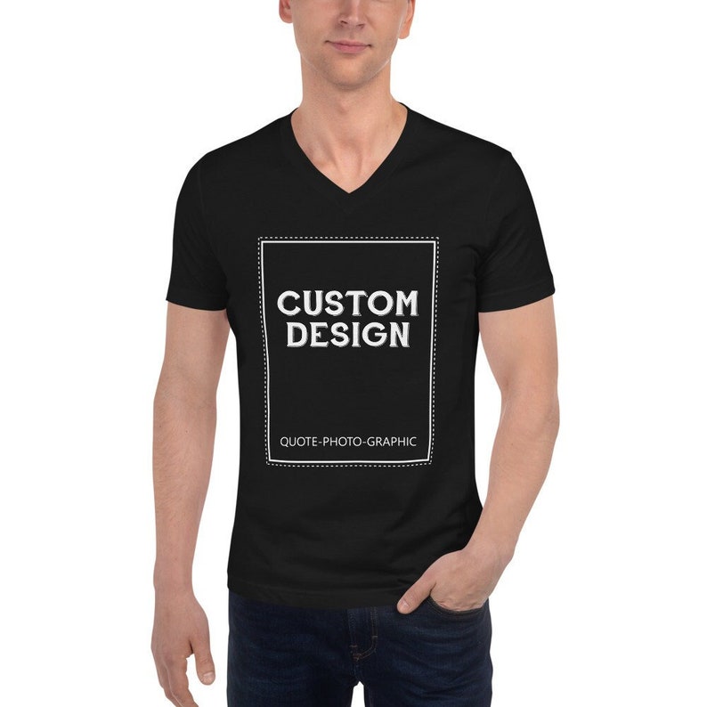 Personalized V-neck T-shirt Customize With Your Photo - Logo - Graphic ...