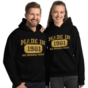 1981 Birthday Gift, Vintage Born in 1981 Hooded Sweatshirt for Women ...