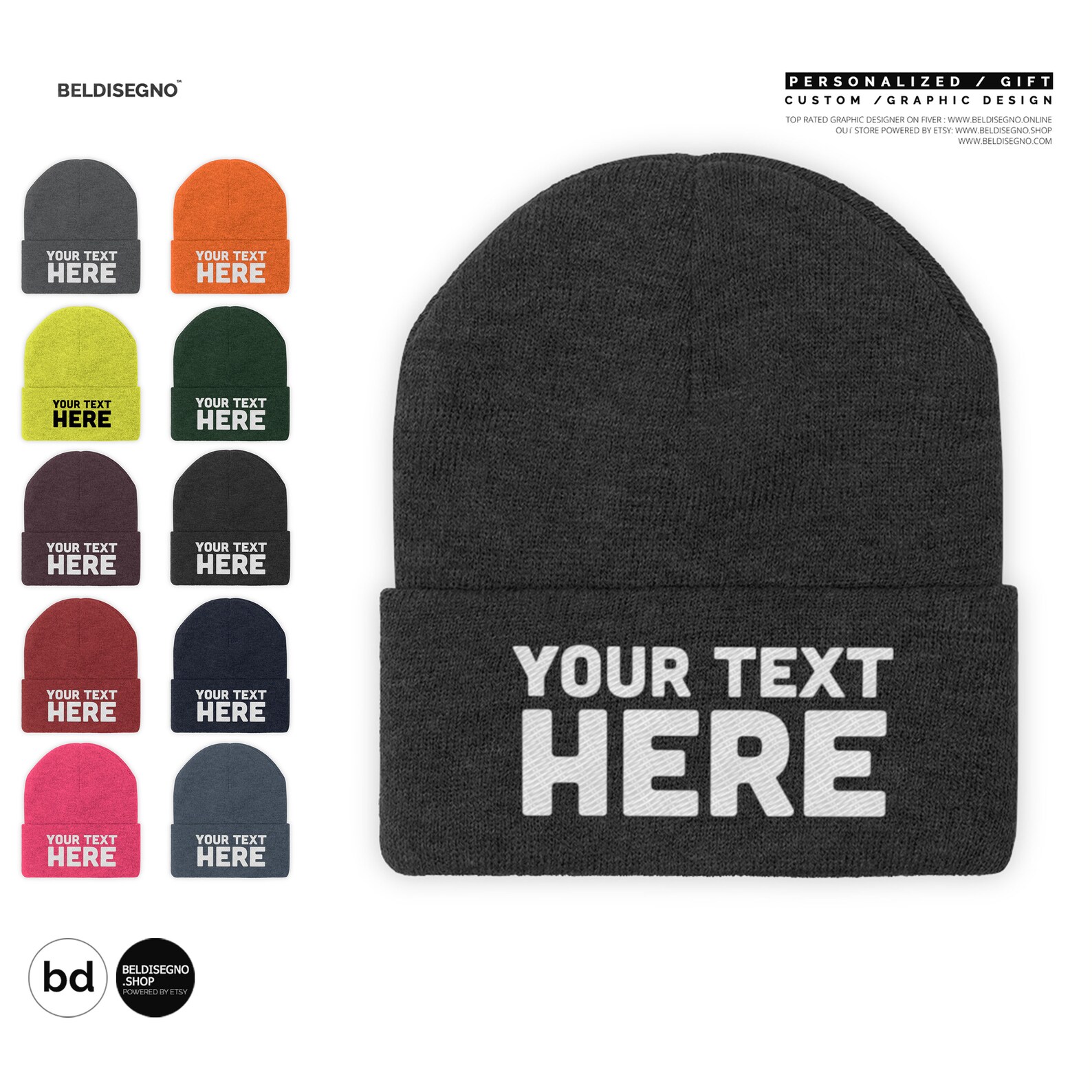 Custom Knit Beanie Hat for Men Women Custom Embroidery - Etsy