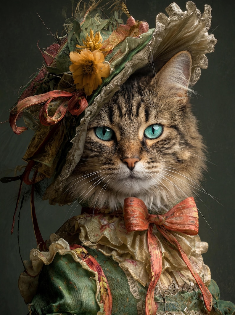 Custom Cat Portrait From Photo Matte Vertical Poster | Personalized Pet ...