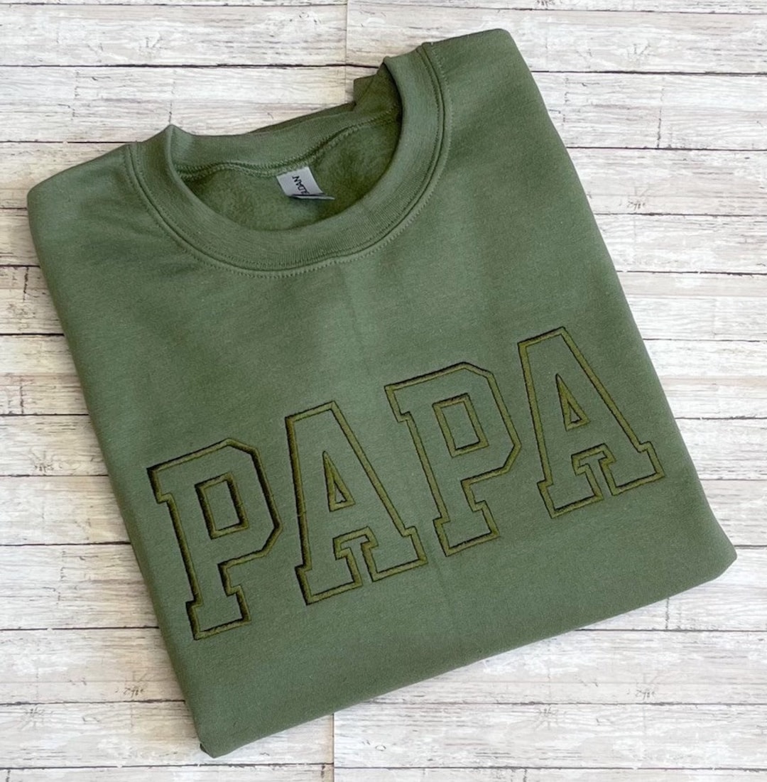 Neutral Embroidered Sweatshirt, Papa Sweatshirt, Varsity Letter ...