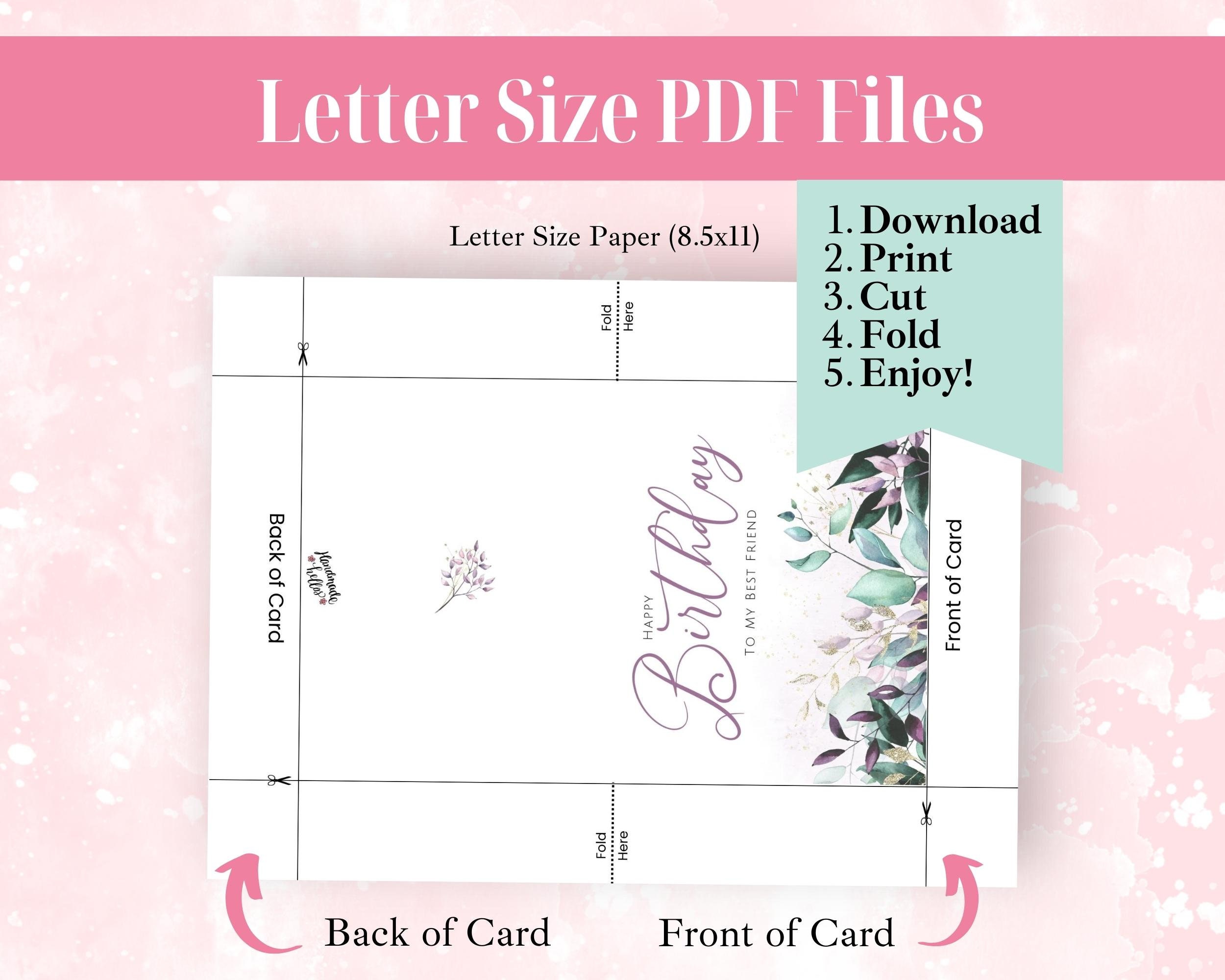Birthday Card Printable for Best Friend, Greeting Card and Envelope ...
