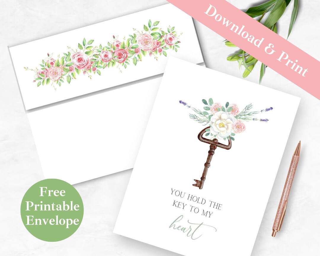 I Love You Printable Greeting Card and Envelope INSTANT DOWNLOAD PDF ...