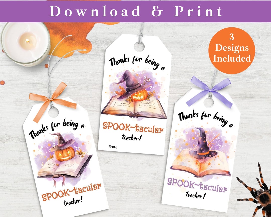Halloween Teacher Gift Tag Printable, Student Halloween Favor Tags ...