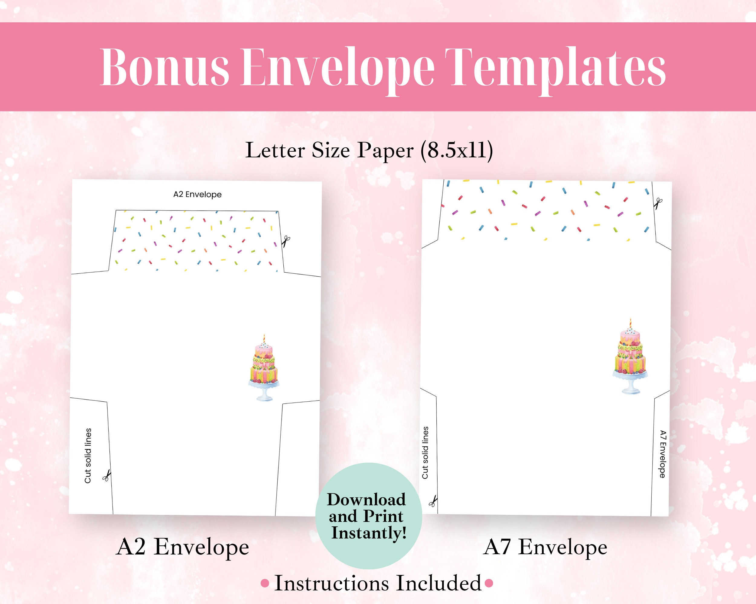 Presents Happy Birthday Printable Greeting Card and Envelope | INSTANT ...