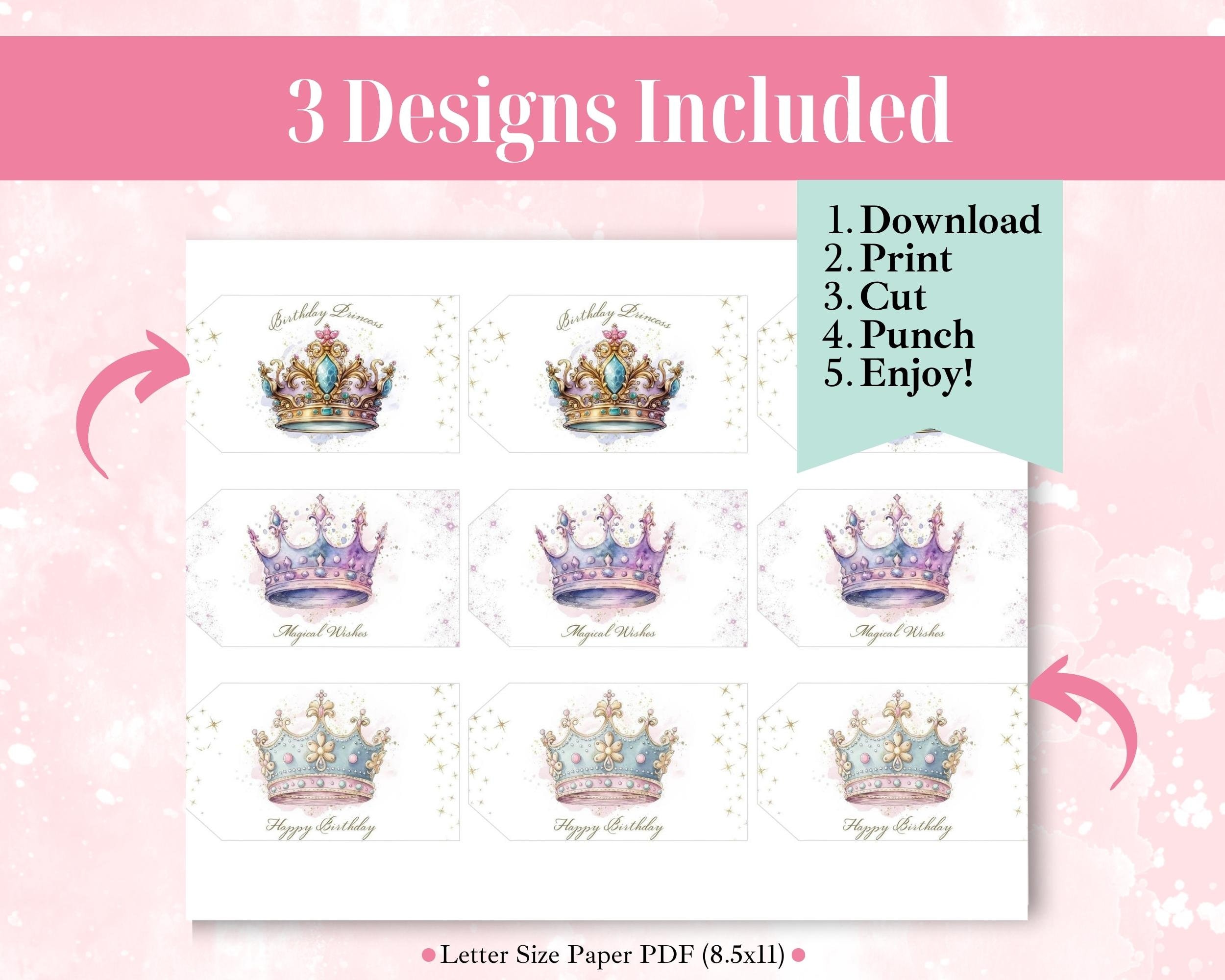 Printable Gift Tag Princess Birthday, Happy Birthday Favor Tag INSTANT ...