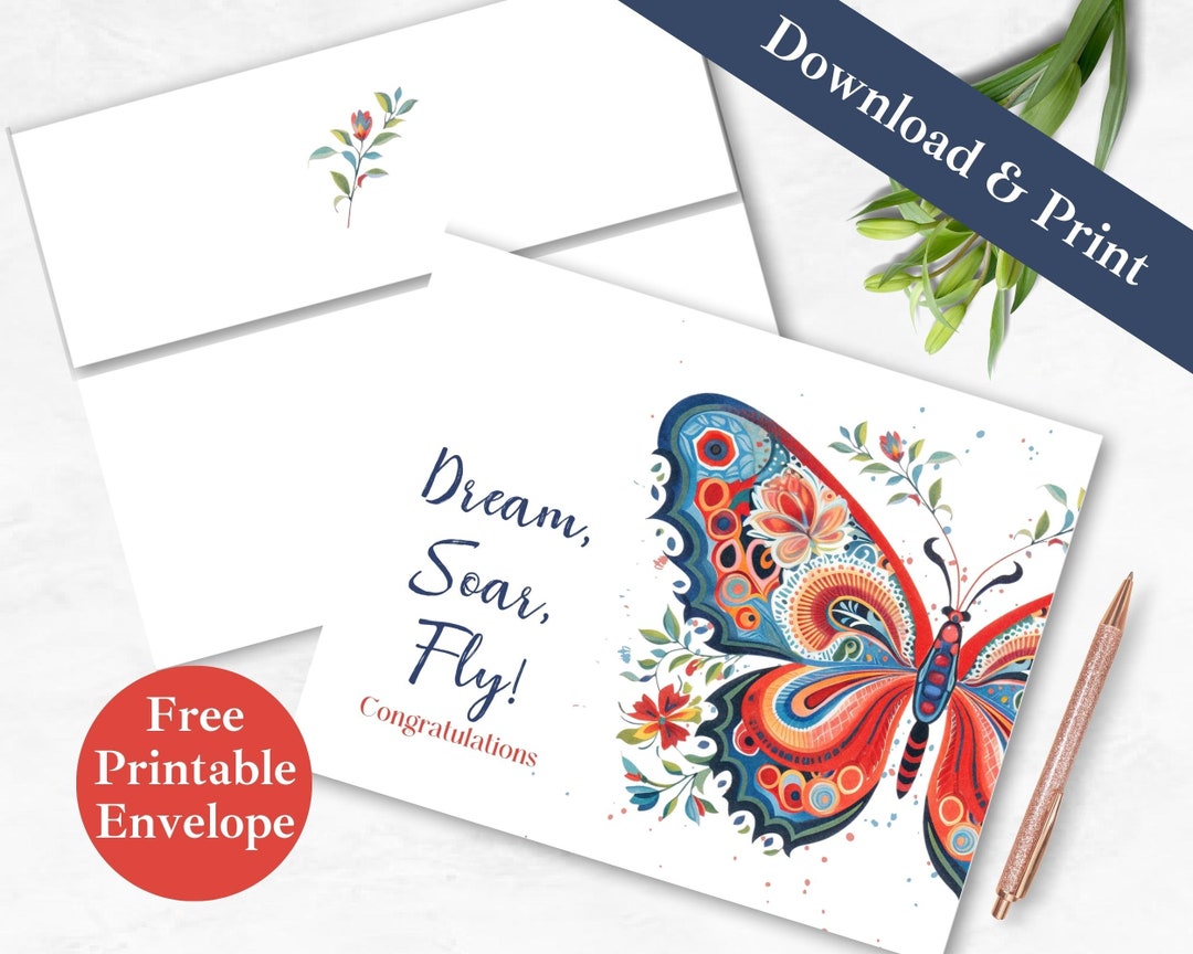 Congratulations Printable Greeting Card and Envelope for Graduation ...