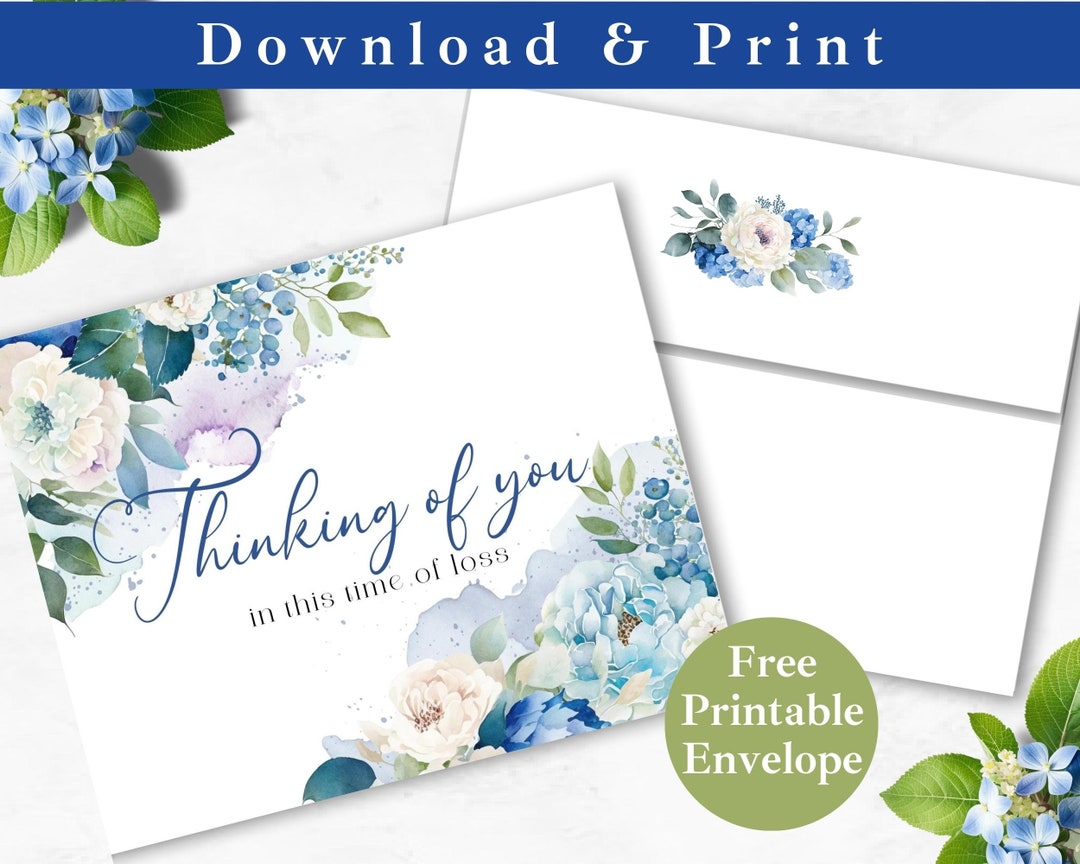 Sorry for Your Loss Printable Greeting Card With Envelope, Condolences ...