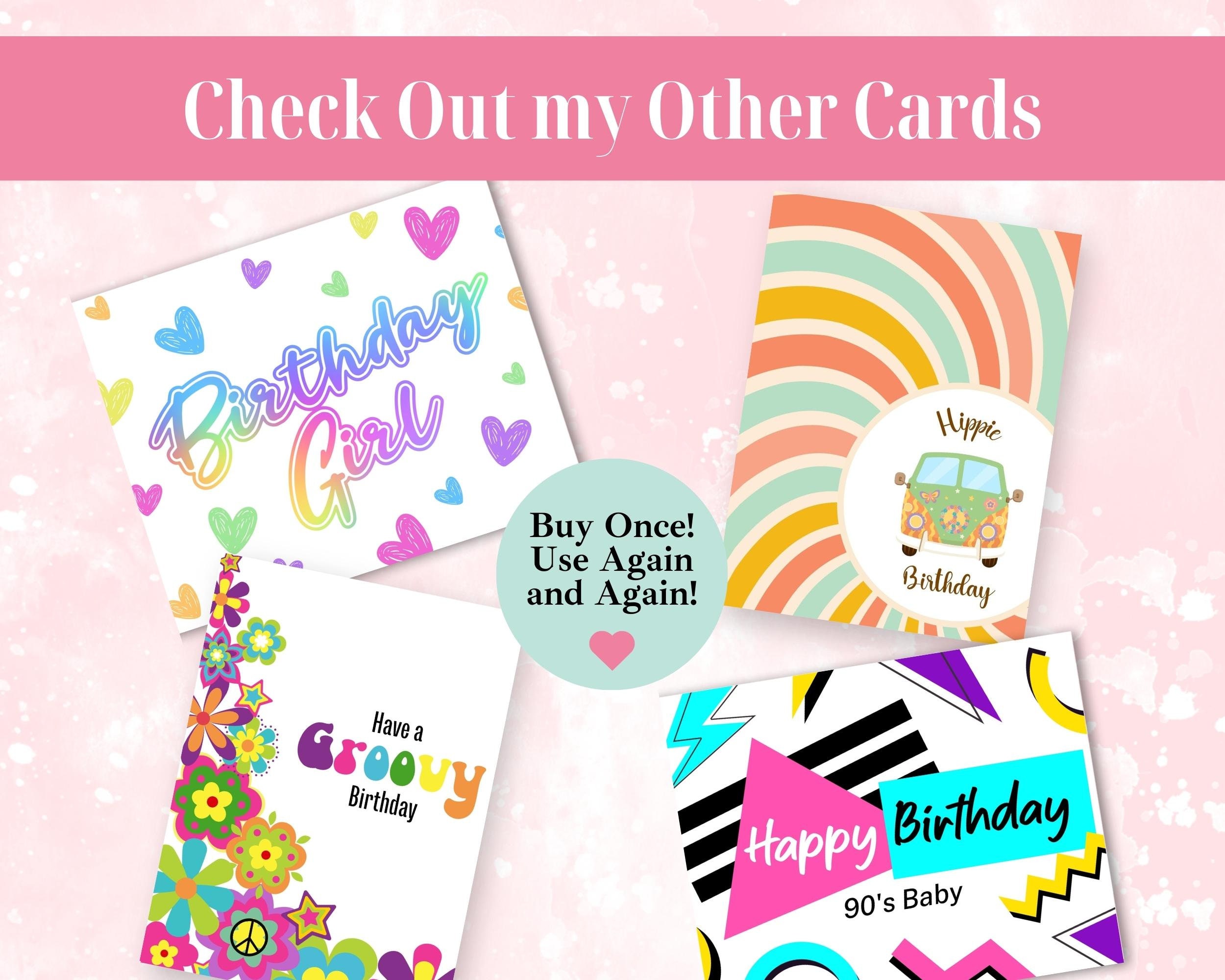 90s Digital Toy Happy Birthday Printable Greeting Card and Envelope ...