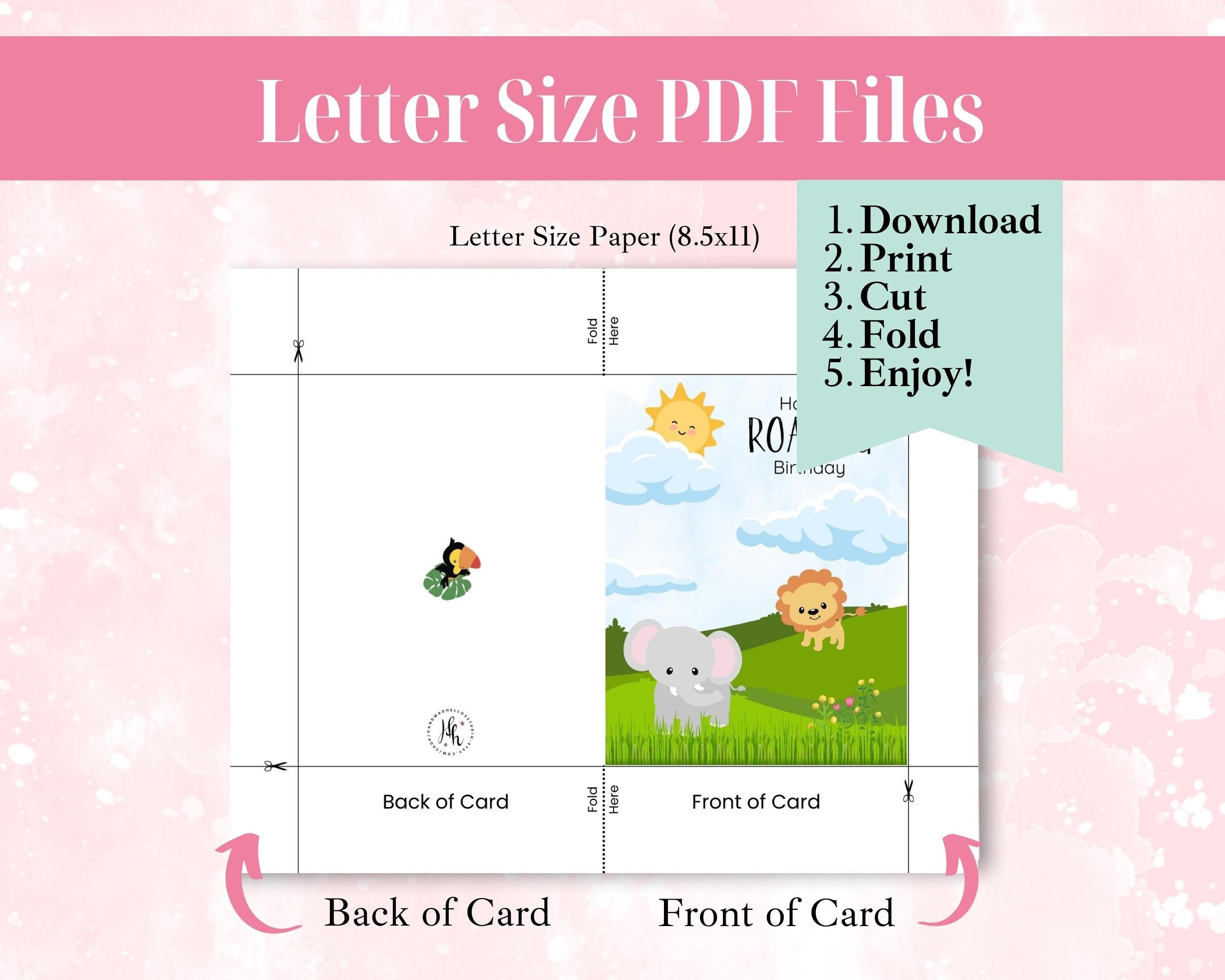 Printable Safari Birthday Card With Envelope for Boy INSTANT DOWNLOAD ...