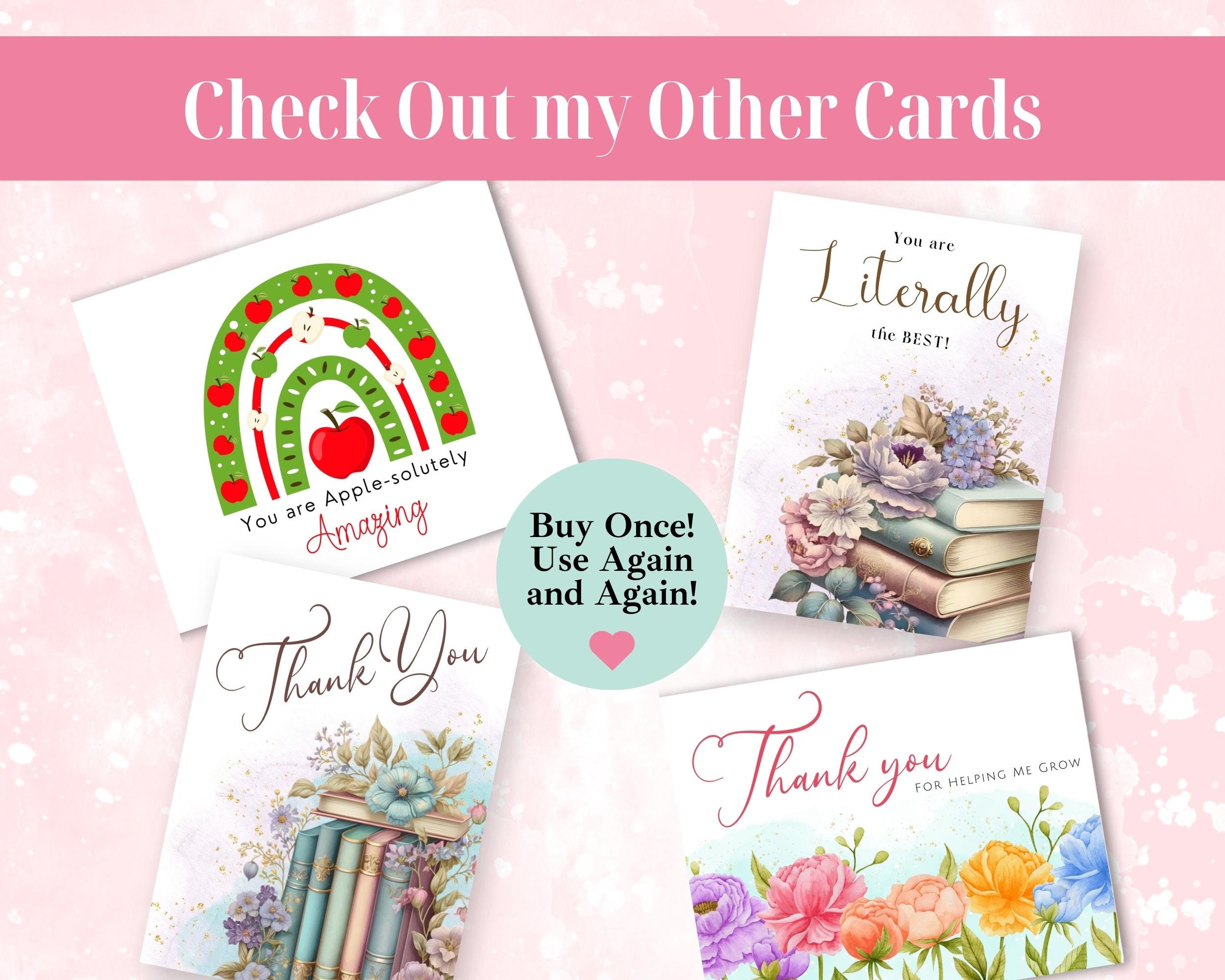 Teacher Appreciation Printable Greeting Card and Envelope | INSTANT ...