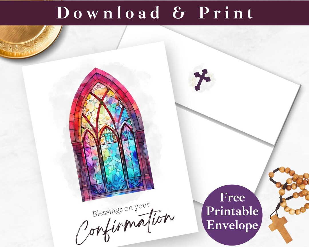 Printable Confirmation Greeting Card With Envelope INSTANT DOWNLOAD PDF Printable Confirmation Greeting Card With Envelope INSTANT DOWNLOAD PDF