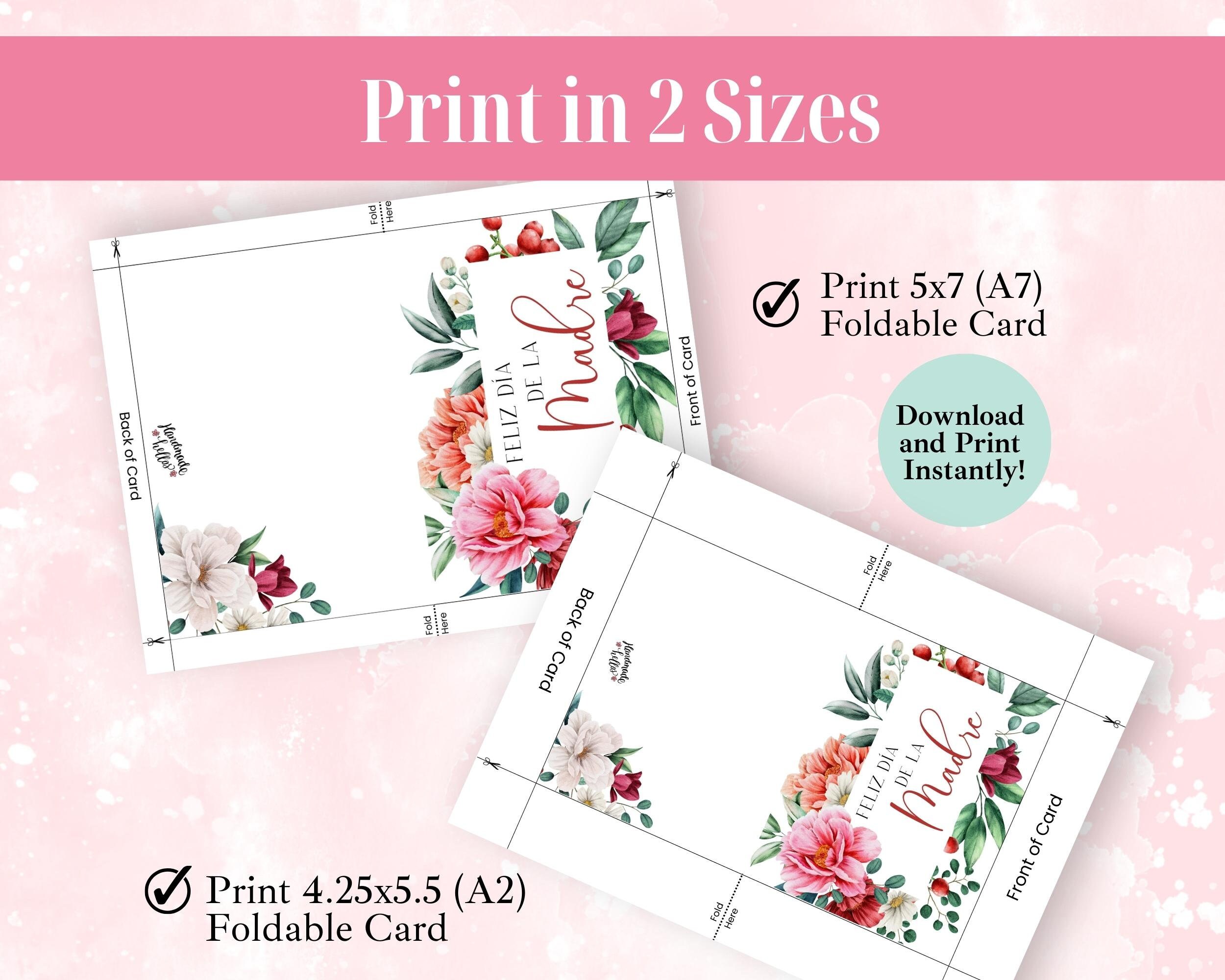 Mothers Day in Spanish Printable Greeting Card and Envelope | INSTANT ...