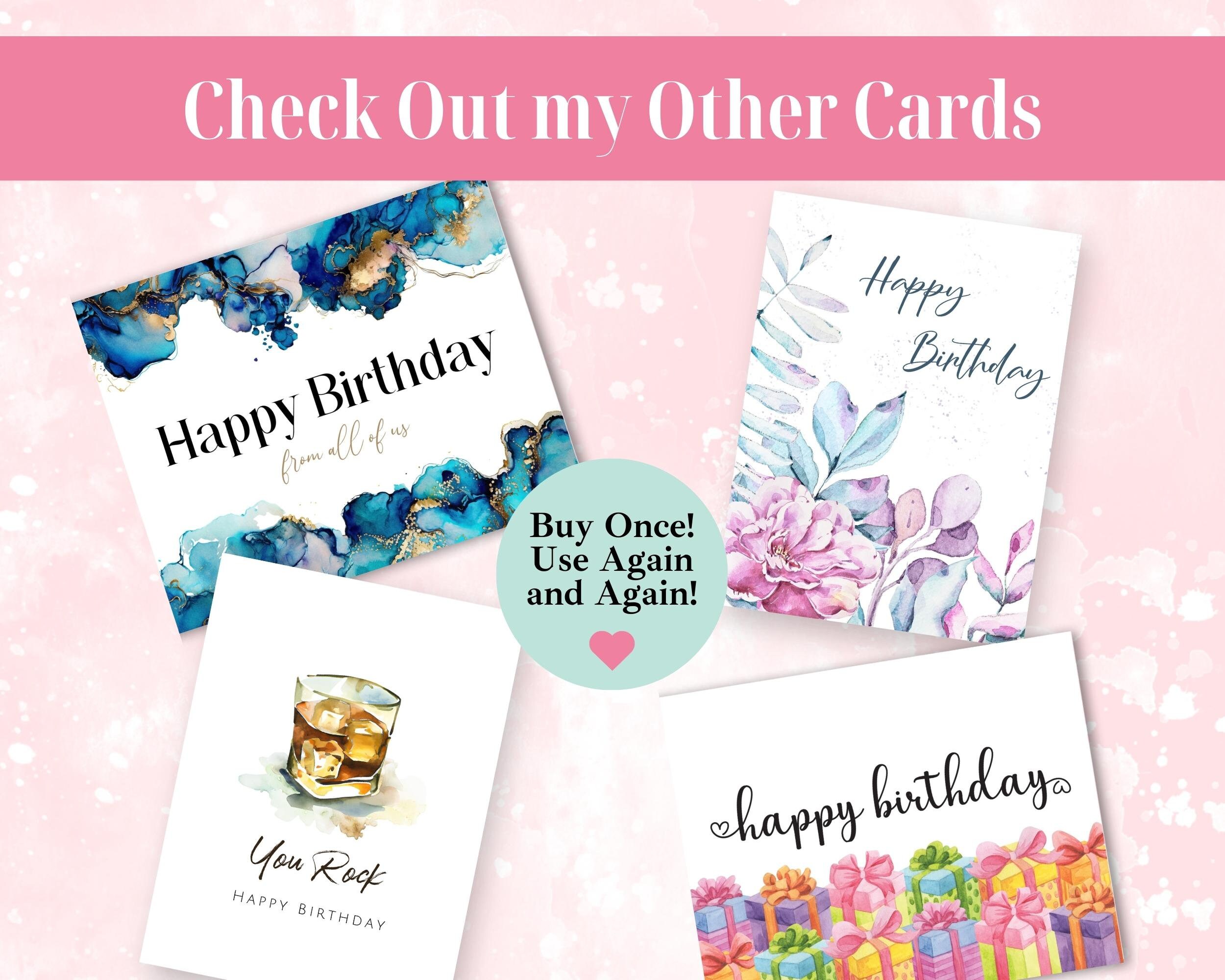 Whiskey Birthday Printable Greeting Card and Envelope INSTANT DOWNLOAD ...