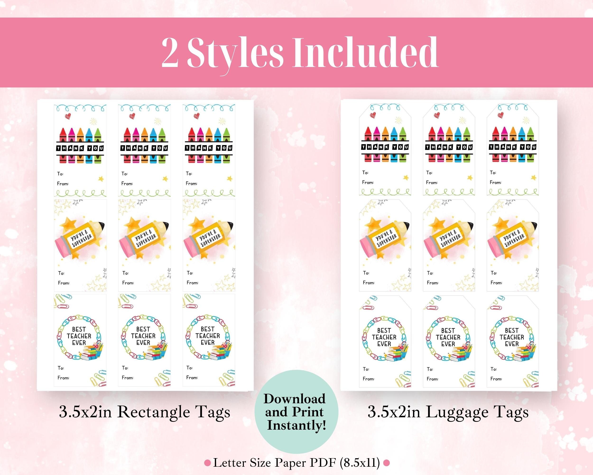 Printable Gift Tag Teacher Appreciation, Thank You Teacher Favor Tag ...