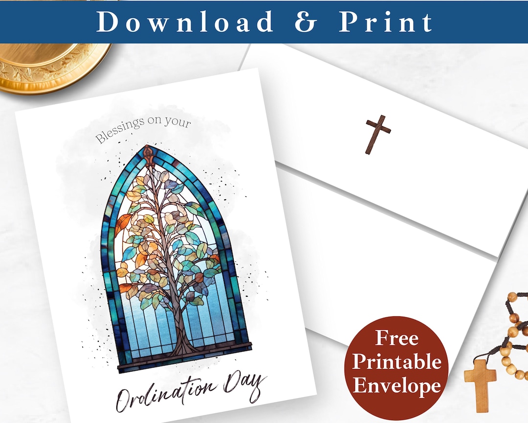 Printable Ordination Greeting Card With Envelope INSTANT DOWNLOAD PDF ...