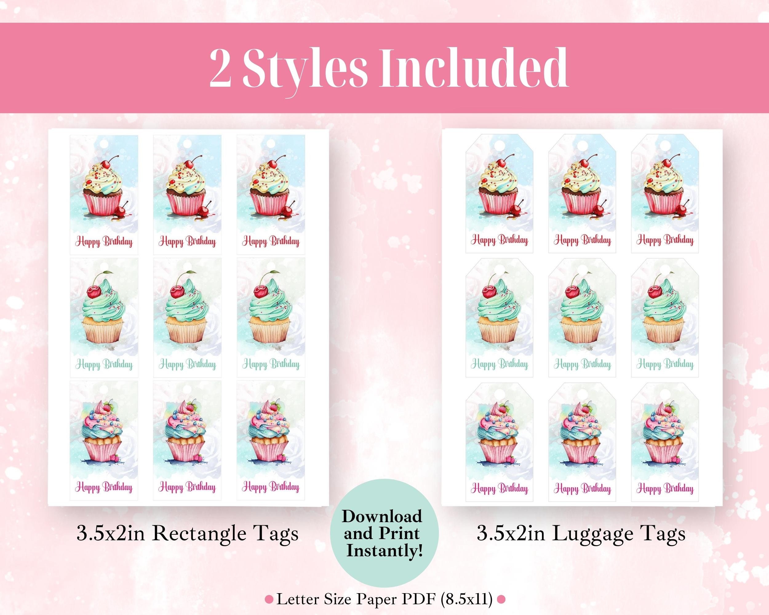 Printable Gift Tag Birthday, Cupcake Happy Birthday Favor Tag INSTANT ...