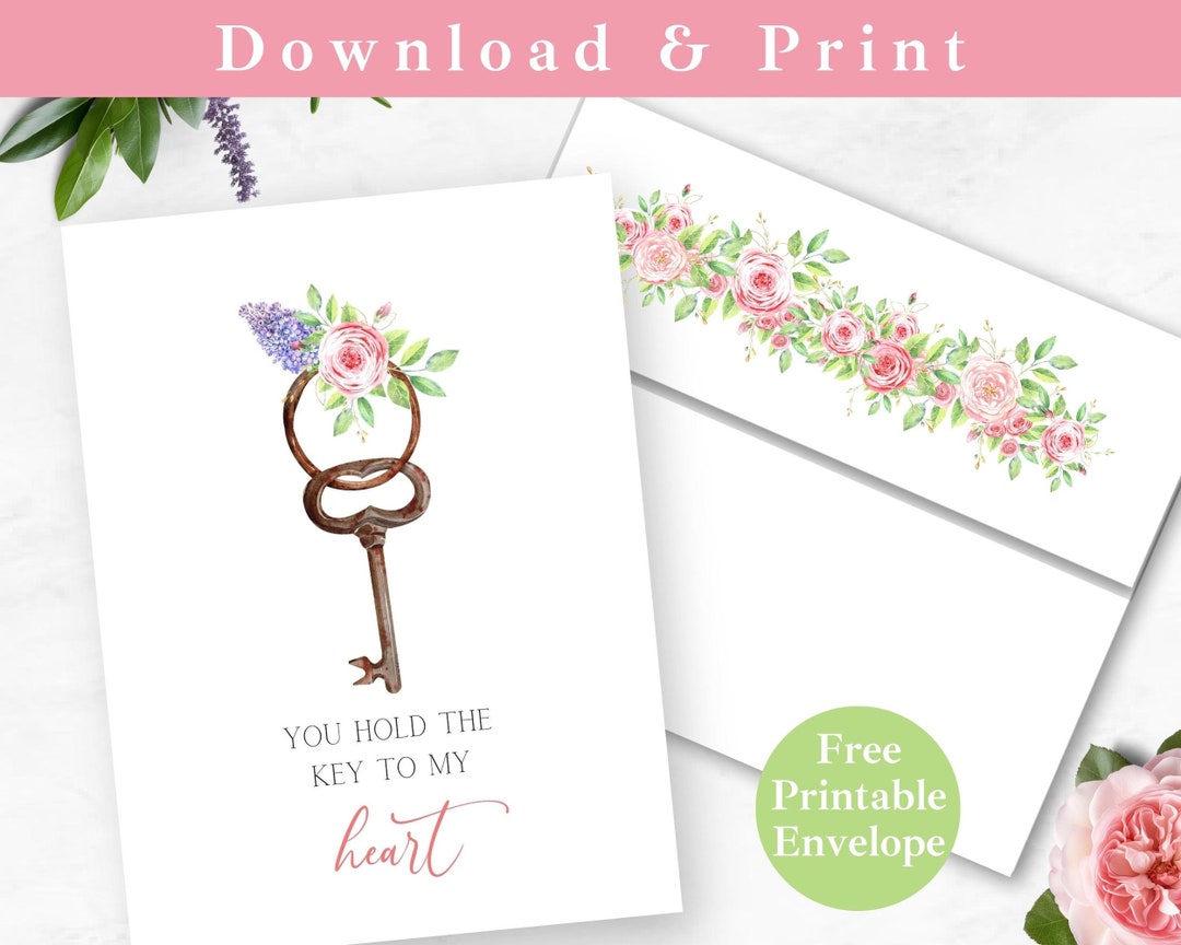 I Love You Printable Greeting Card and Envelope INSTANT DOWNLOAD PDF ...