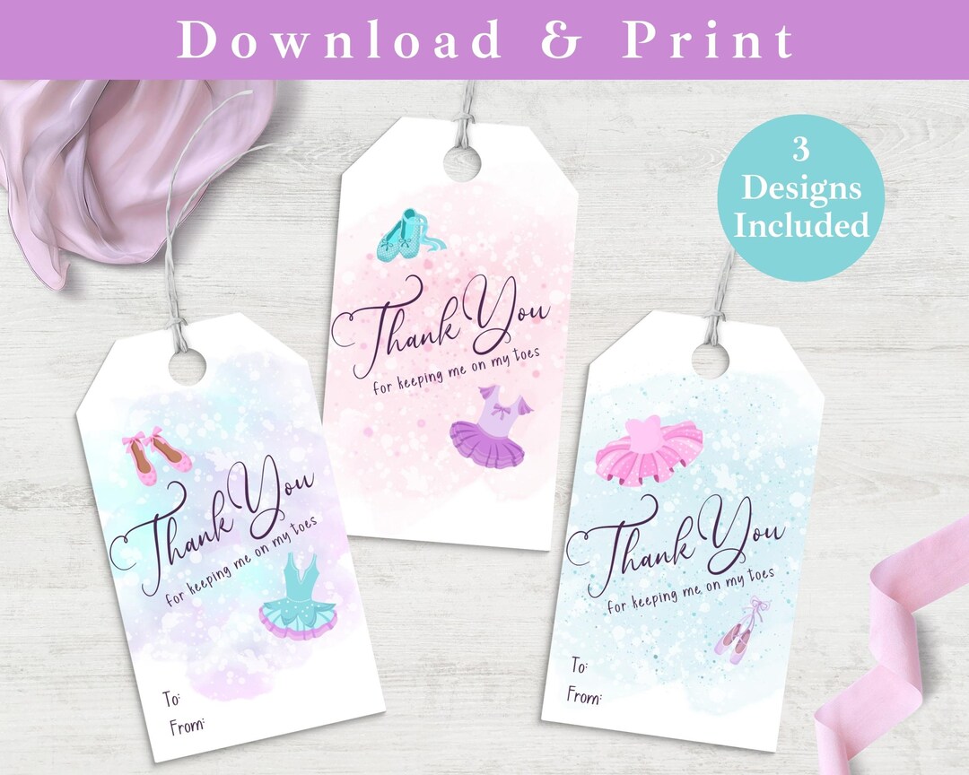 Printable Gift Tag Dance Teacher, Thank You for Keeping Me on My Toes ...