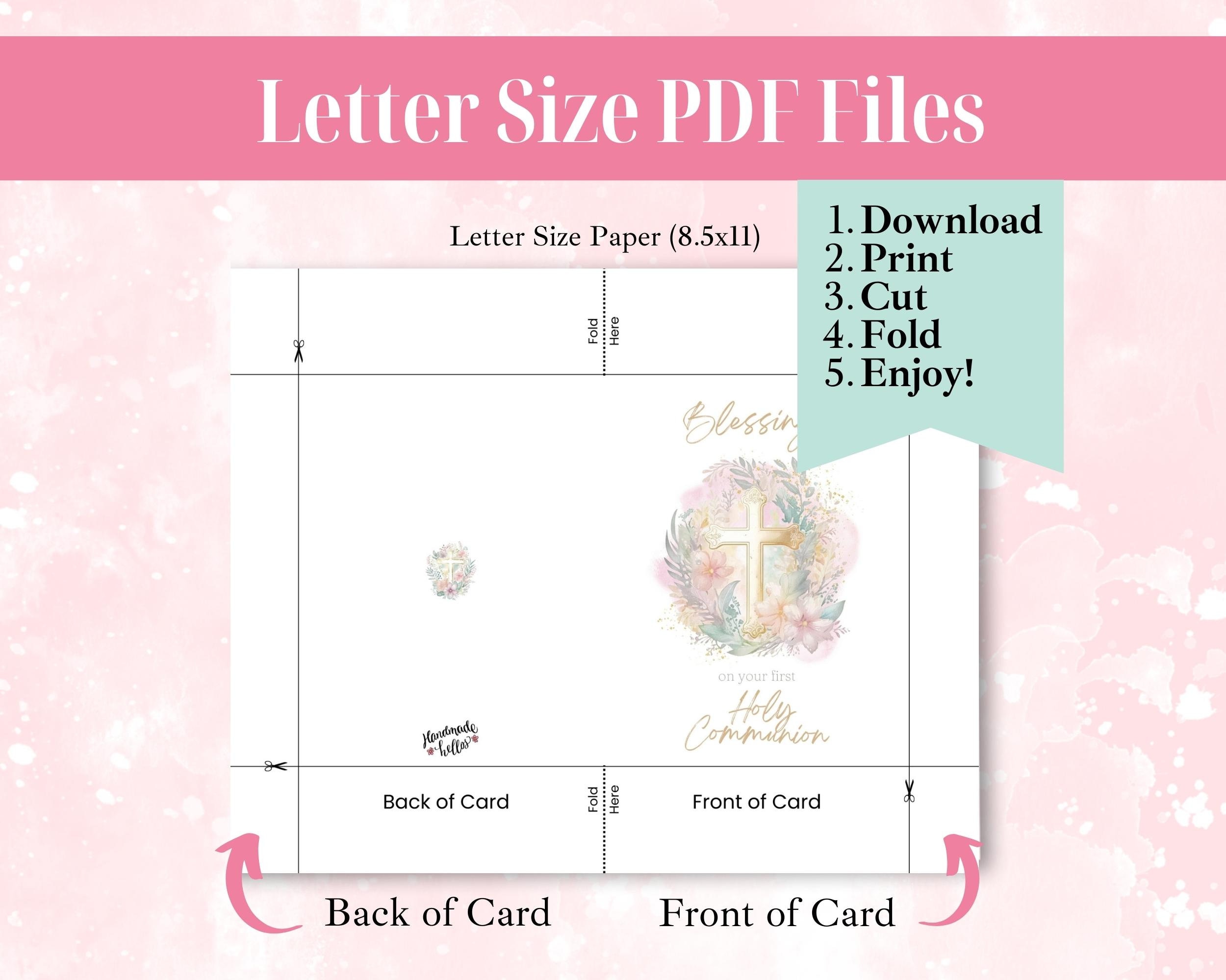 Greeting Card Printable First Communion for Girl INSTANT DOWNLOAD PDF ...