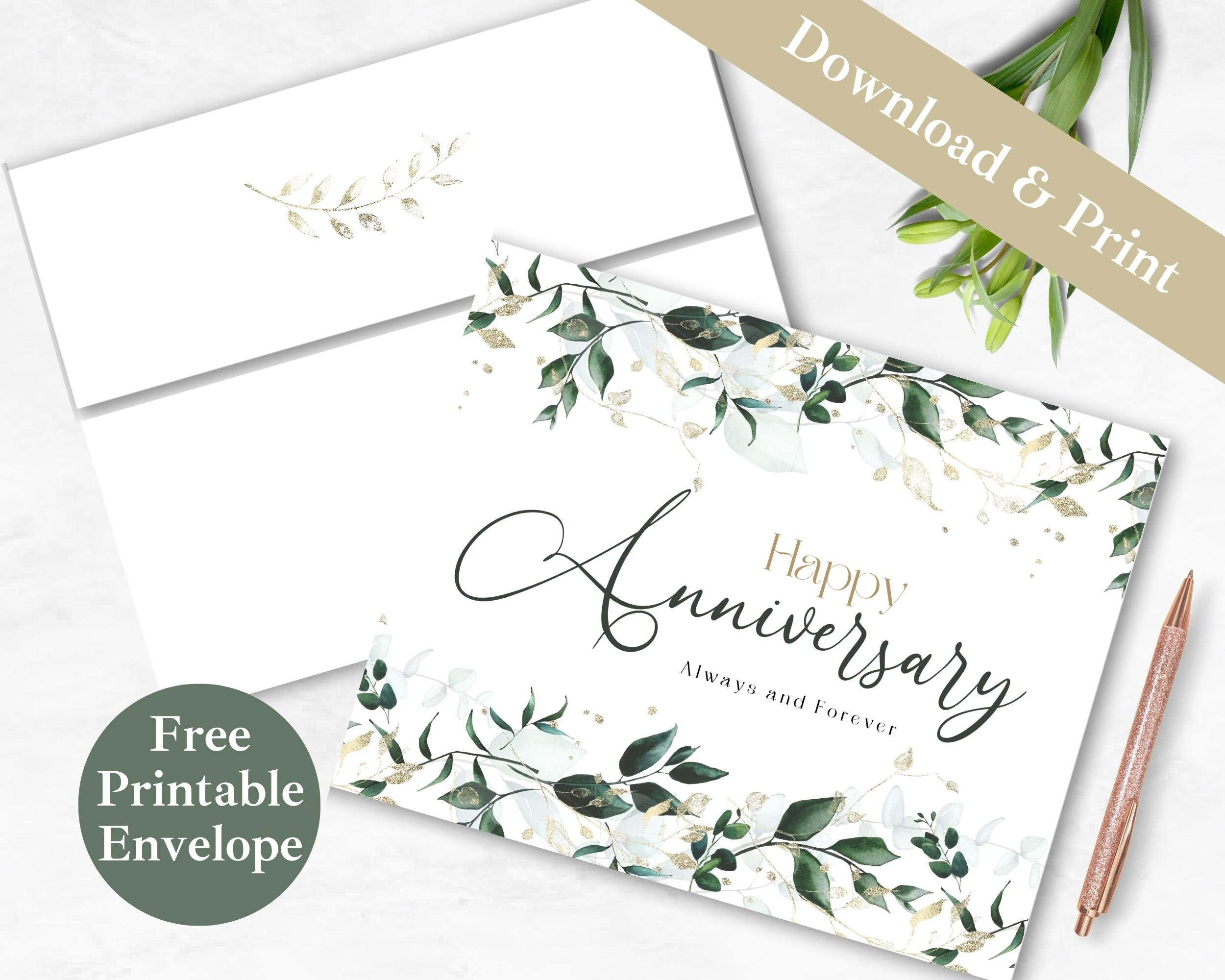 Happy Anniversary Printable Greeting Card and Envelope - Etsy