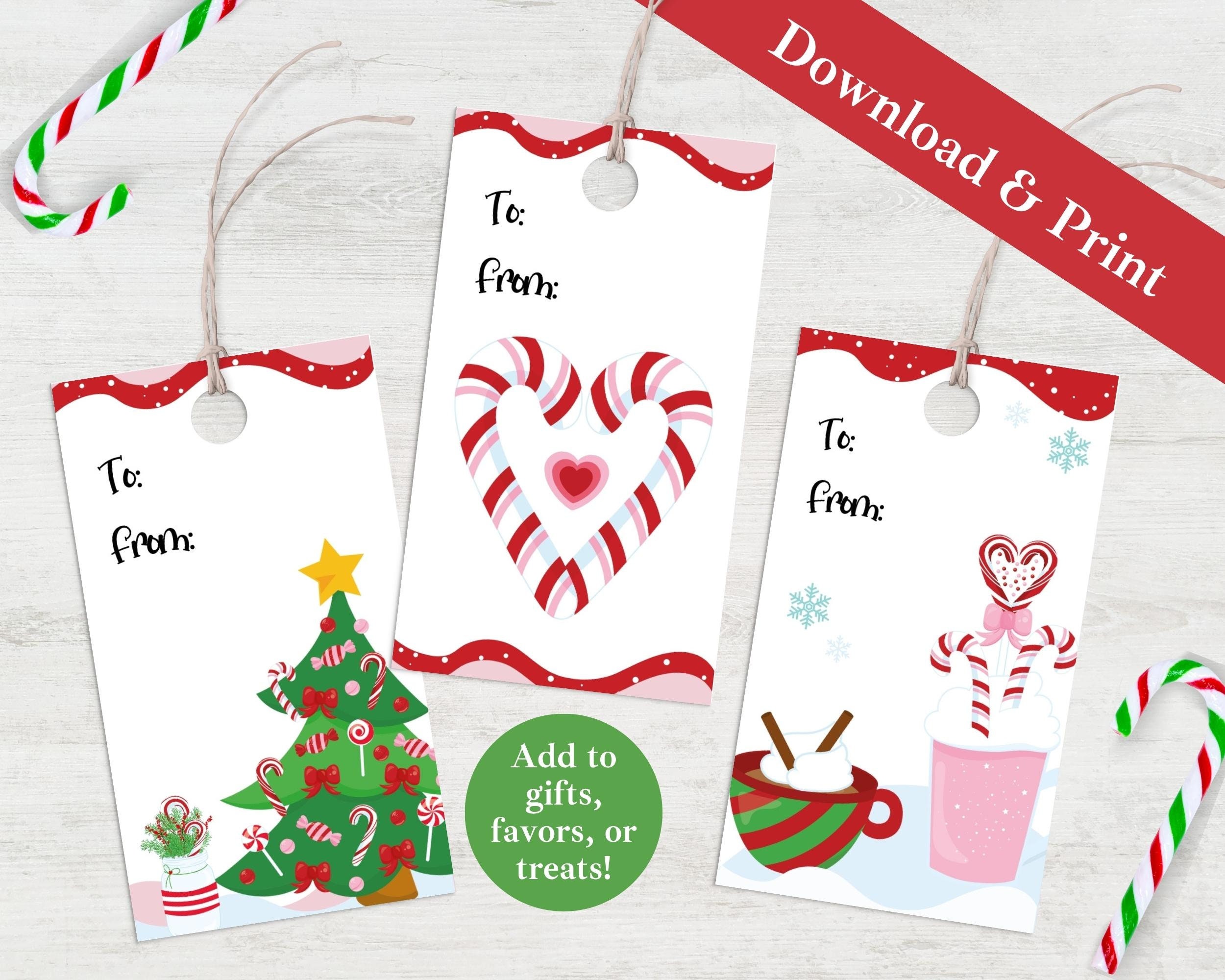 Candy Cane Gift Tags Printable Printable Christmas Gift Tags - Etsy