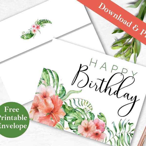 Hawaiian Happy Birthday Card - Etsy