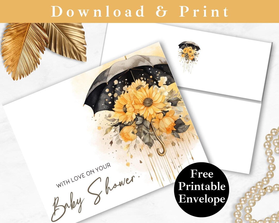 Printable Baby Shower Greeting Card With Envelope INSTANT DOWNLOAD ...