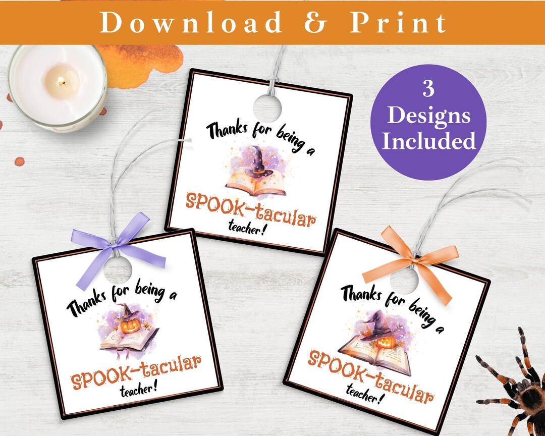 Halloween Teacher Gift Tag Printable, Student Halloween Favor Tags ...