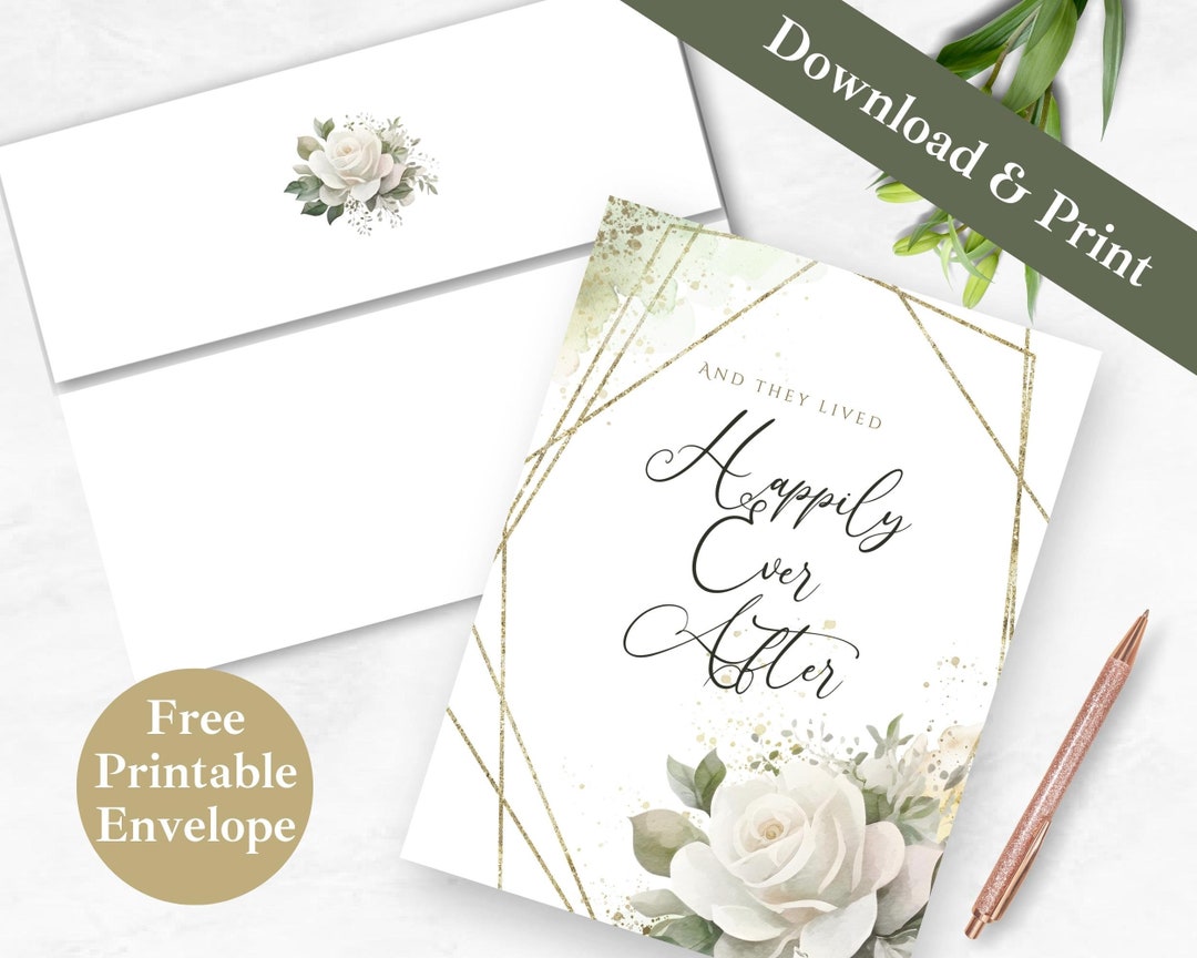 Congratulations Wedding Printable Greeting Card and Envelope INSTANT ...