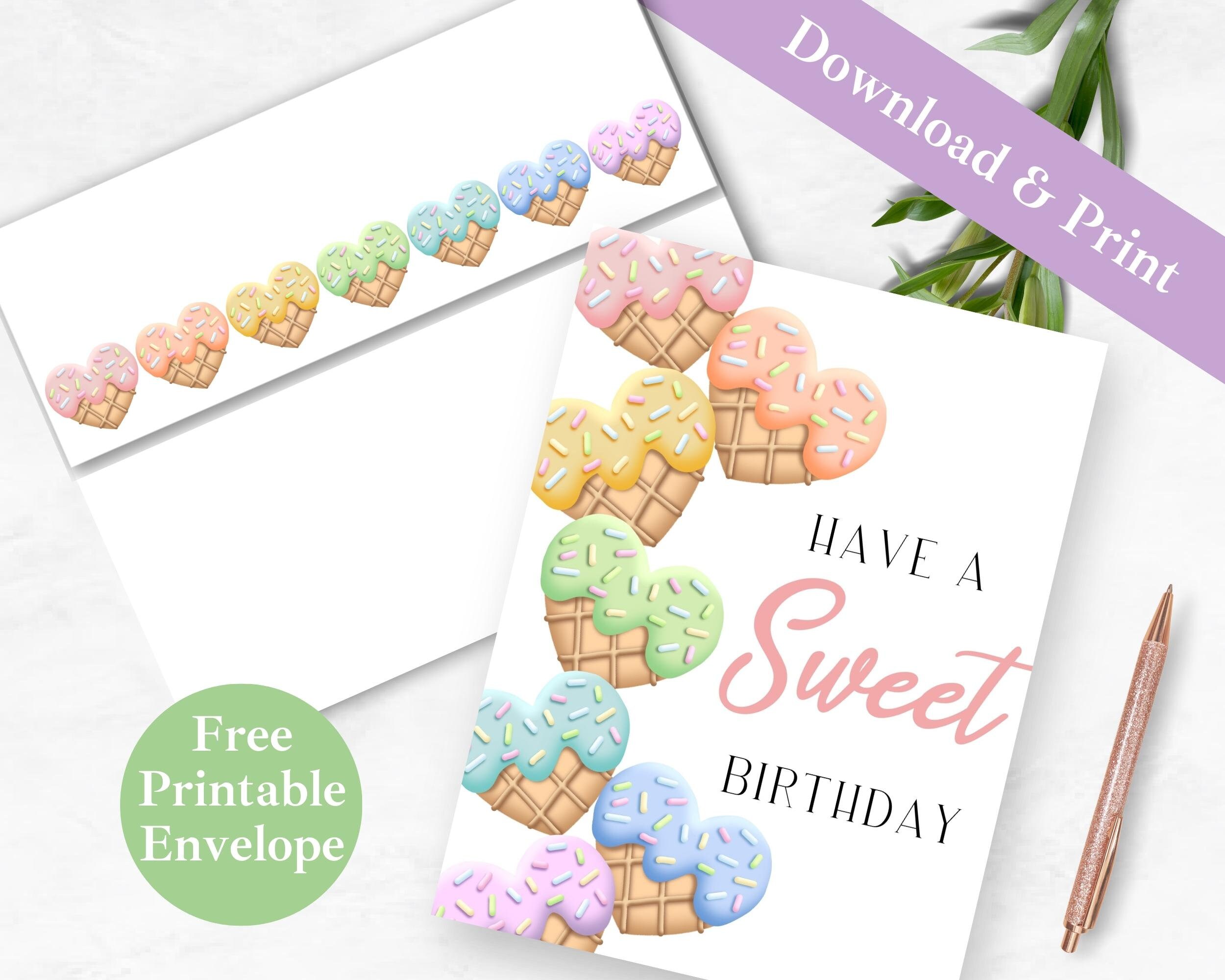 Rainbow Sprinkles Happy Birthday Printable Greeting Card and - Etsy