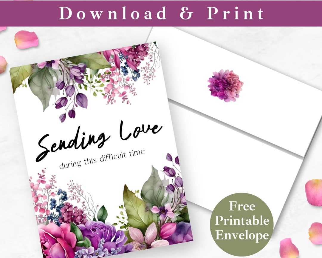 Sympathy Printable Greeting Card With Envelope, Condolences During ...