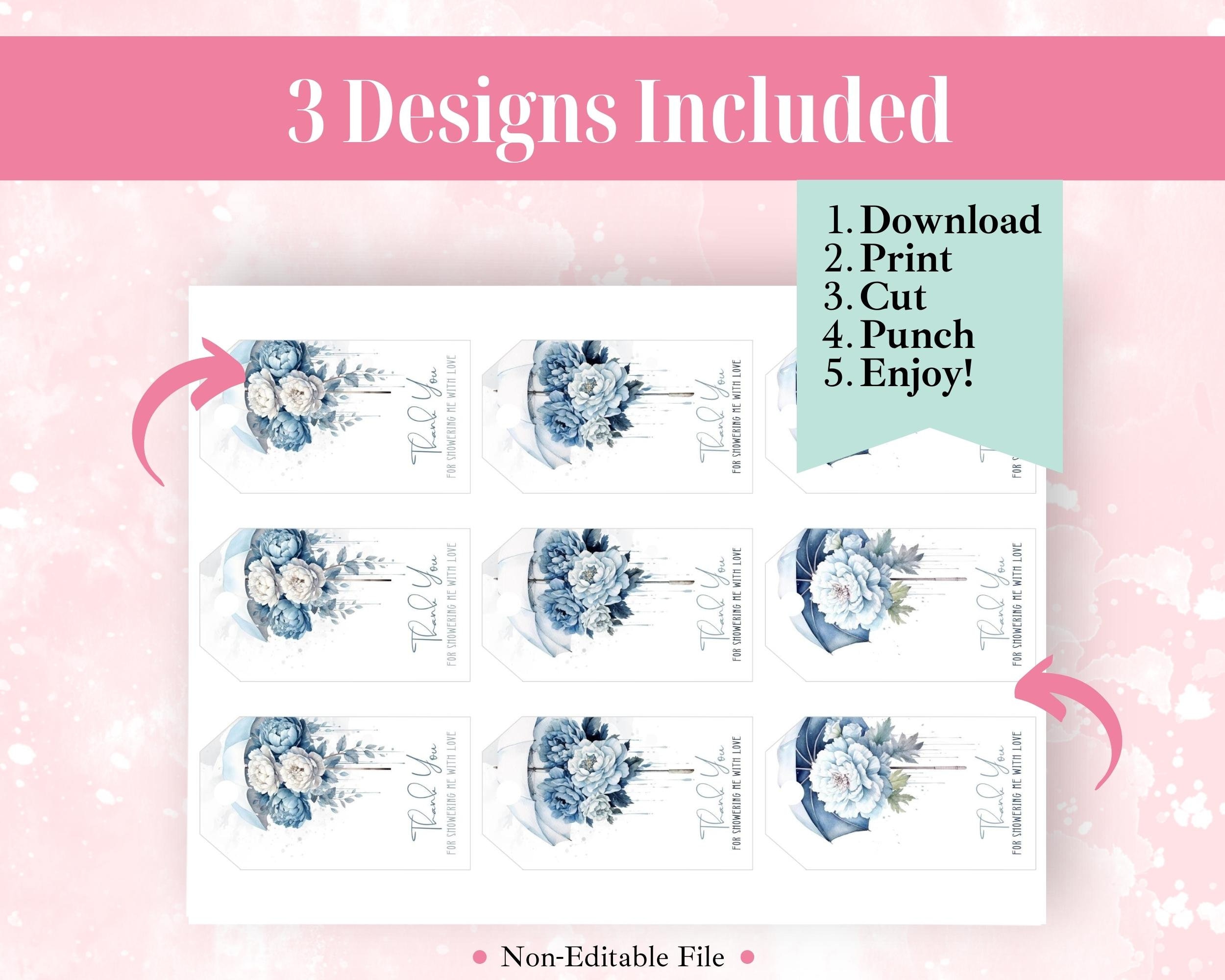 Printable Bridal Shower Favor Tag Blue Bridal Shower Gift Tag - Etsy