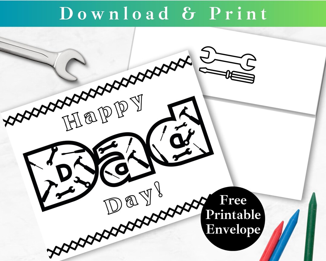 Father's Day Toolbox Card Printable With Envelope, INSTANT DOWNLOAD DIY ...