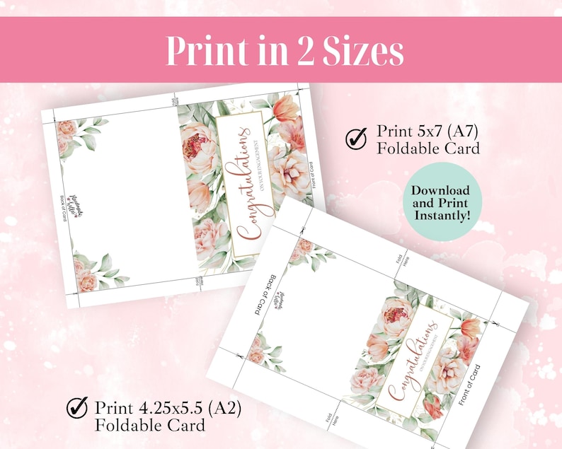 Congratulations on Your Engagement Printable Greeting Card and Envelope ...