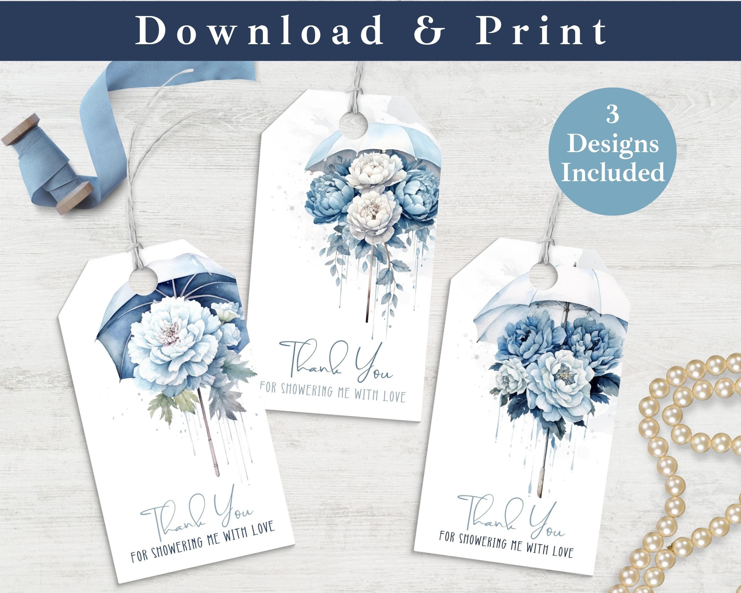 Printable Bridal Shower Favor Tag Blue Bridal Shower Gift Tag - Etsy