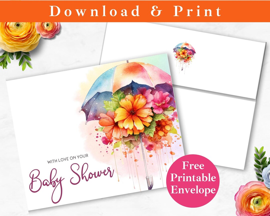 Printable Baby Shower Greeting Card With Envelope INSTANT DOWNLOAD ...